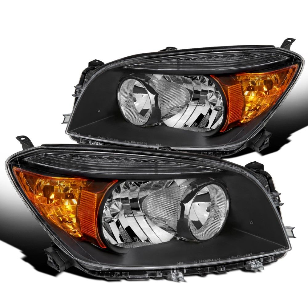 2006-2008 Toyota RAV4 OE-Style Headlights Replacement Set - Black Housing