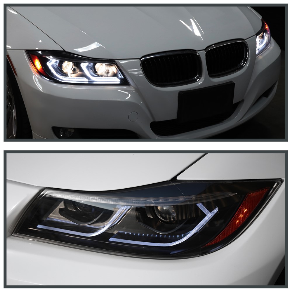2006-2011 BMW E90 3 Series 4Dr Dual Projector Headlights w/ 3D LED Tube ...