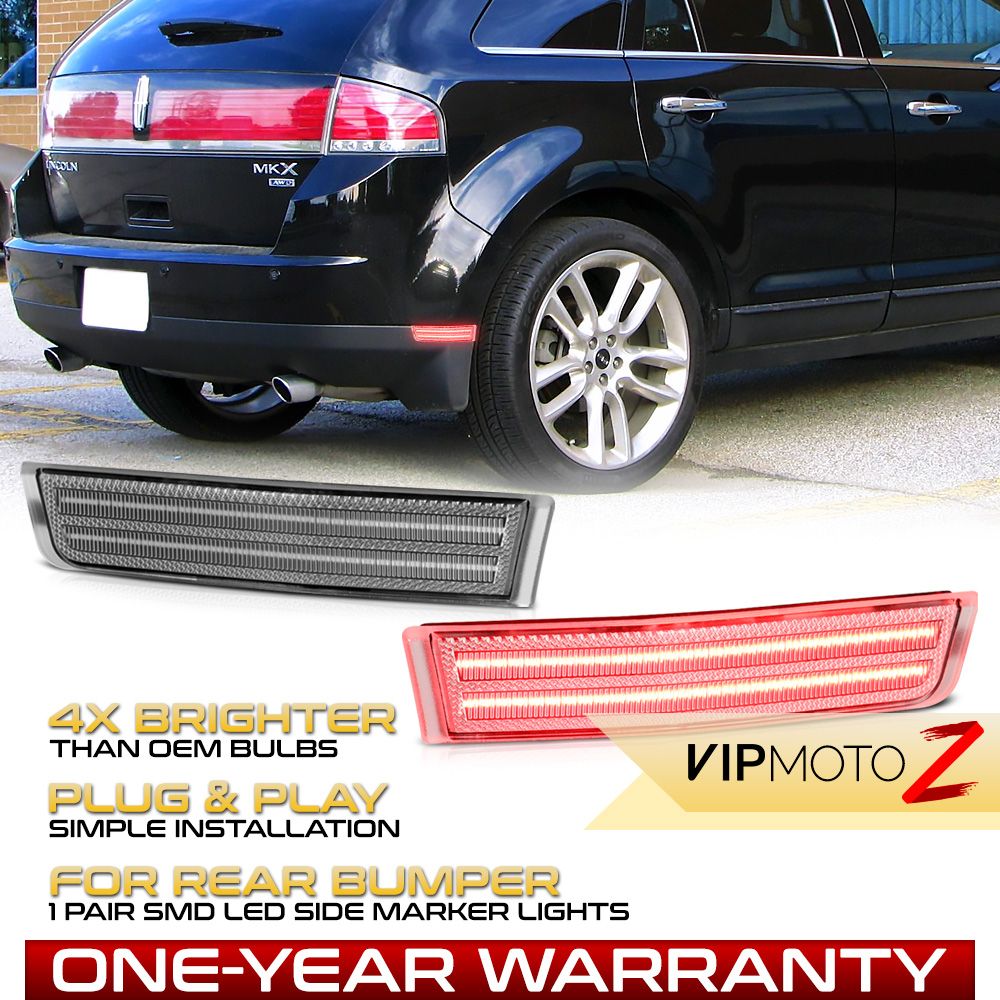 2007-2010 Lincoln MKX Rear Bumper Red LED Side Marker Lights - Clear ...