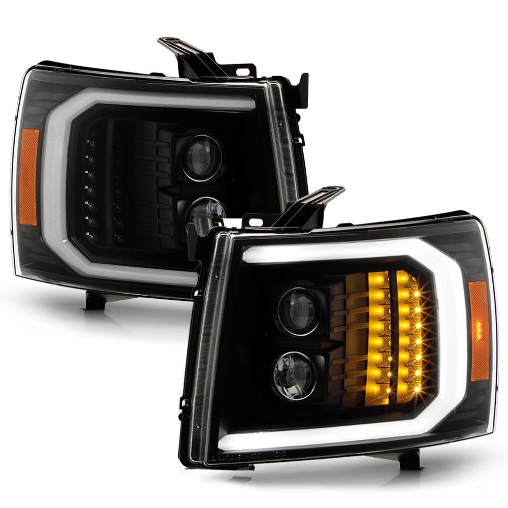 2007-2013 Chevrolet Silverado 1500 Projector Headlights w/ C LED Tube ...