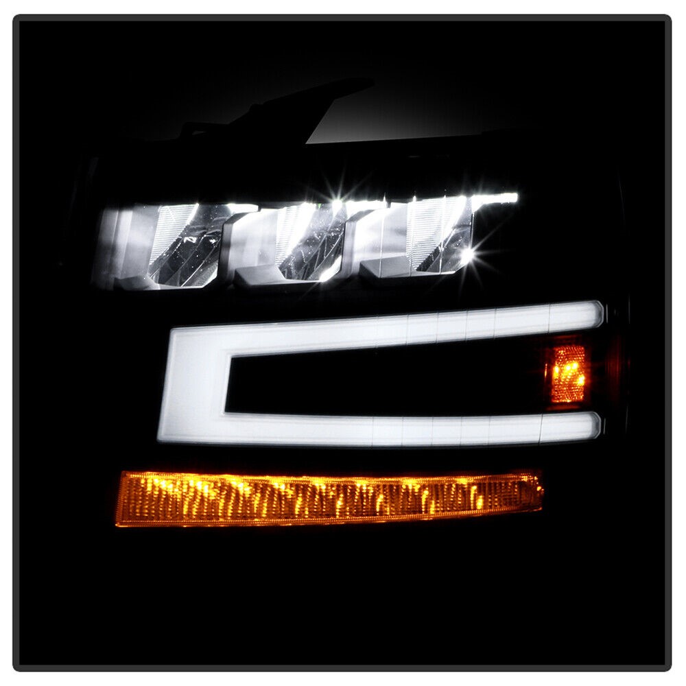 2007-2013 Chevrolet Silverado Full LED Reflector Black Headlights w ...