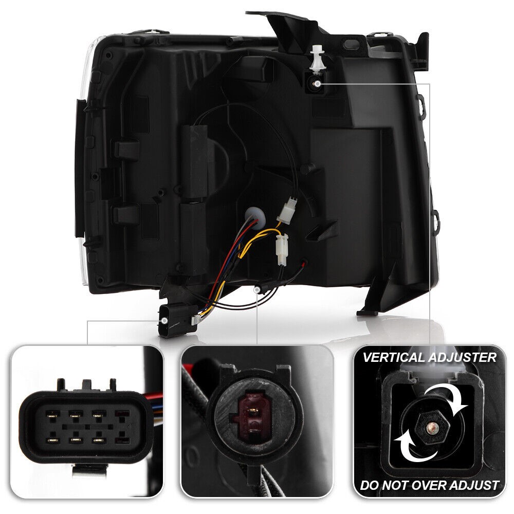2007-2013 Chevrolet Silverado Full LED Reflector Chrome Headlights w ...