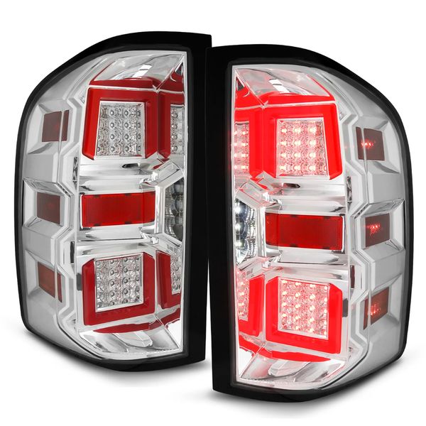 2007-2013 Chevy Silverado Full LED Tail Lights - Chrome Housing