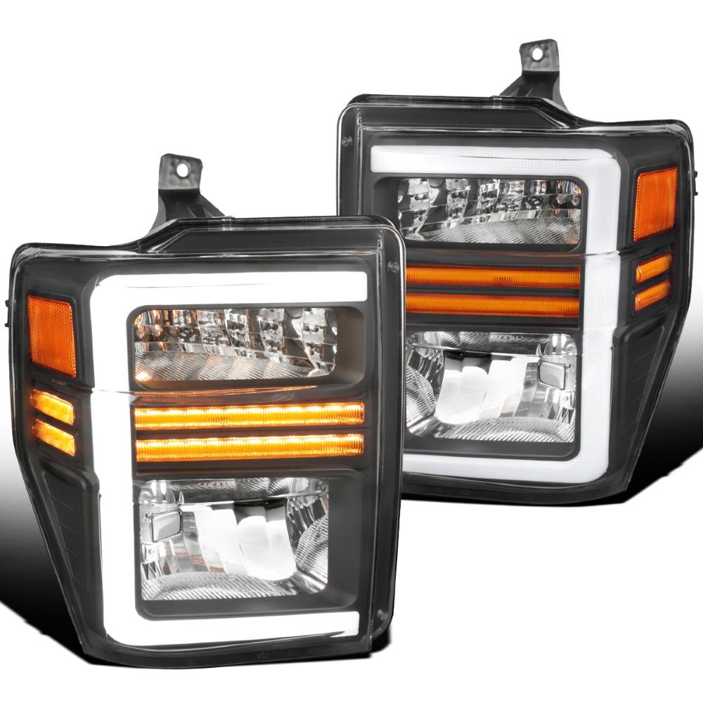 2008-2010 Ford F250/F350 SuperDuty Reflector Headlights w/ LED Tube ...