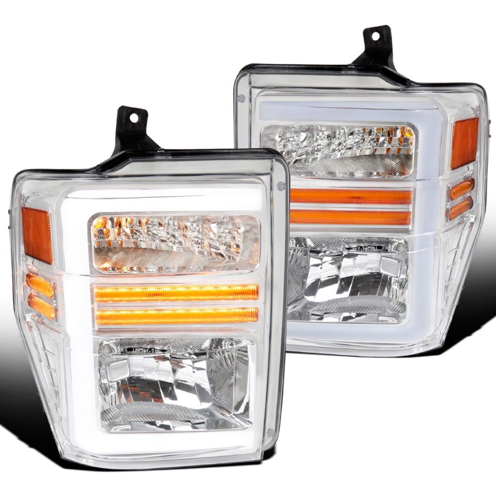 2008-2010 Ford F250/F350 SuperDuty Reflector Headlights w/ LED Tube ...