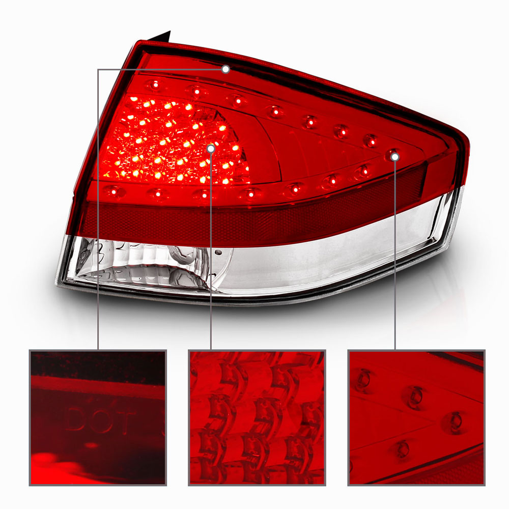 2008-2011 Ford Focus Sedan Full LED Performance Tail Lights - Red / Clear