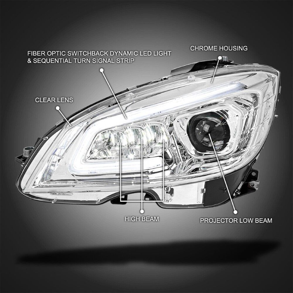 2008-2011 Mercedes Benz W204 C-Class Full LED Sequential Projector ...