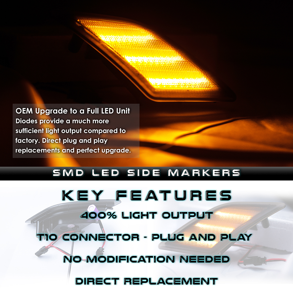 2008-2011 Mercedes Benz W204 C300 C350 C63 Front LED Side Marker Lights ...