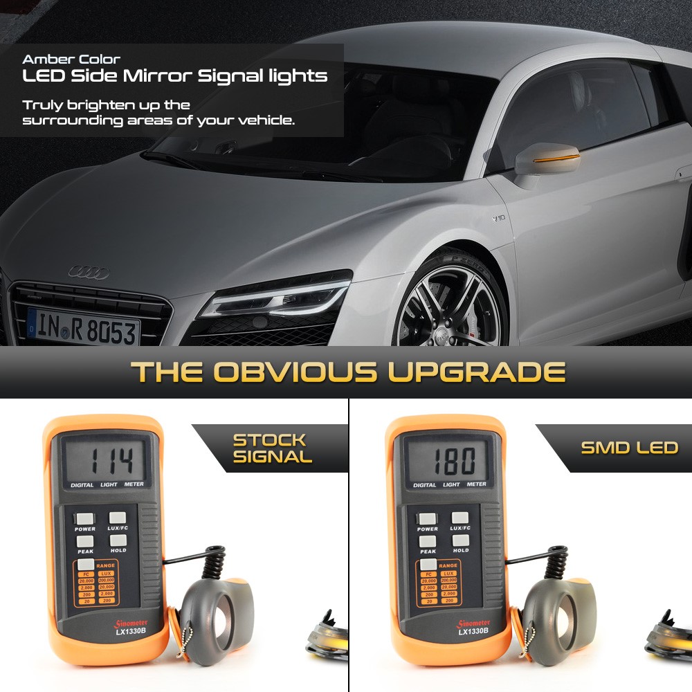 2008-2015 Audi TT TTS Quattro R8 Sequential LED Mirror Smoke Turn ...