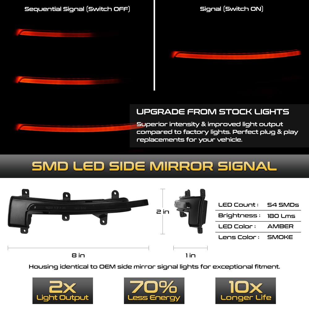 2008-2015 Audi TT TTS Quattro R8 Sequential LED Mirror Smoke Turn ...