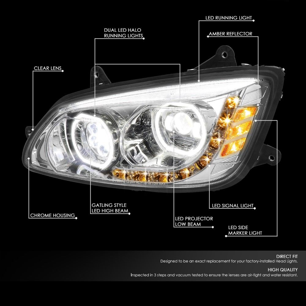 2008-2019 Kenworth T170/T270/T300 Dual Halo [Full LED] Projector ...