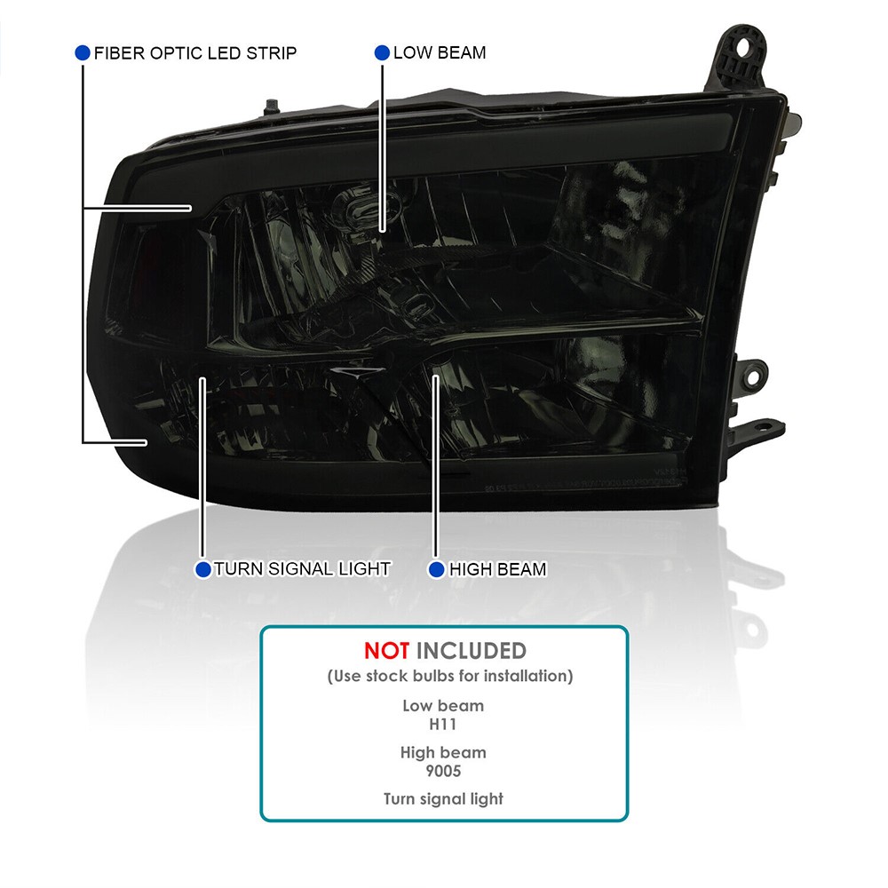 2009-2018 Dodge Ram 1500 2500 3500 LED Dual Bar Reflector Headlights ...