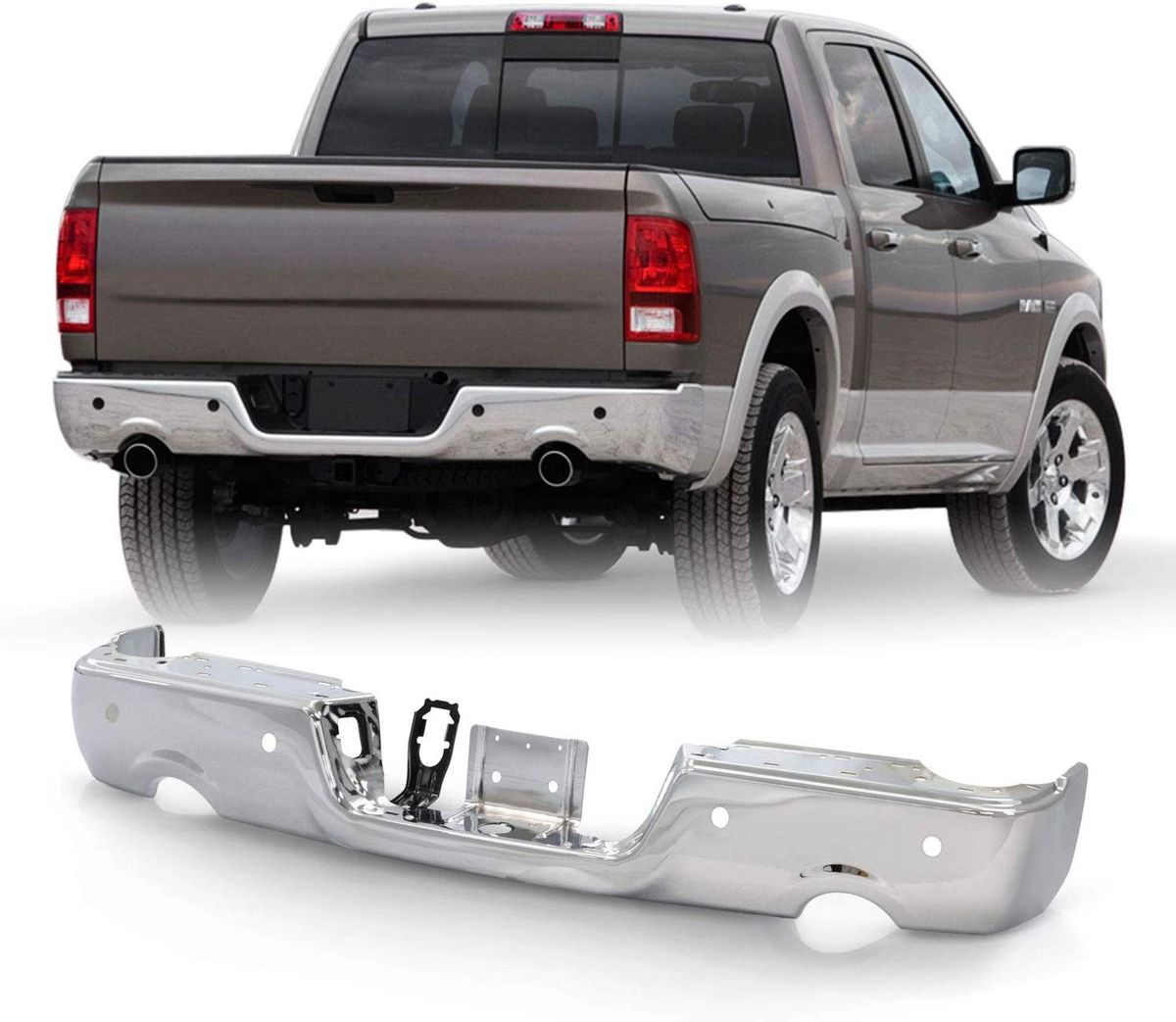 2009 2018 Dodge Ram 1500 Dual Exhaust w o Sensor Rear Step Bumper Face Chrome