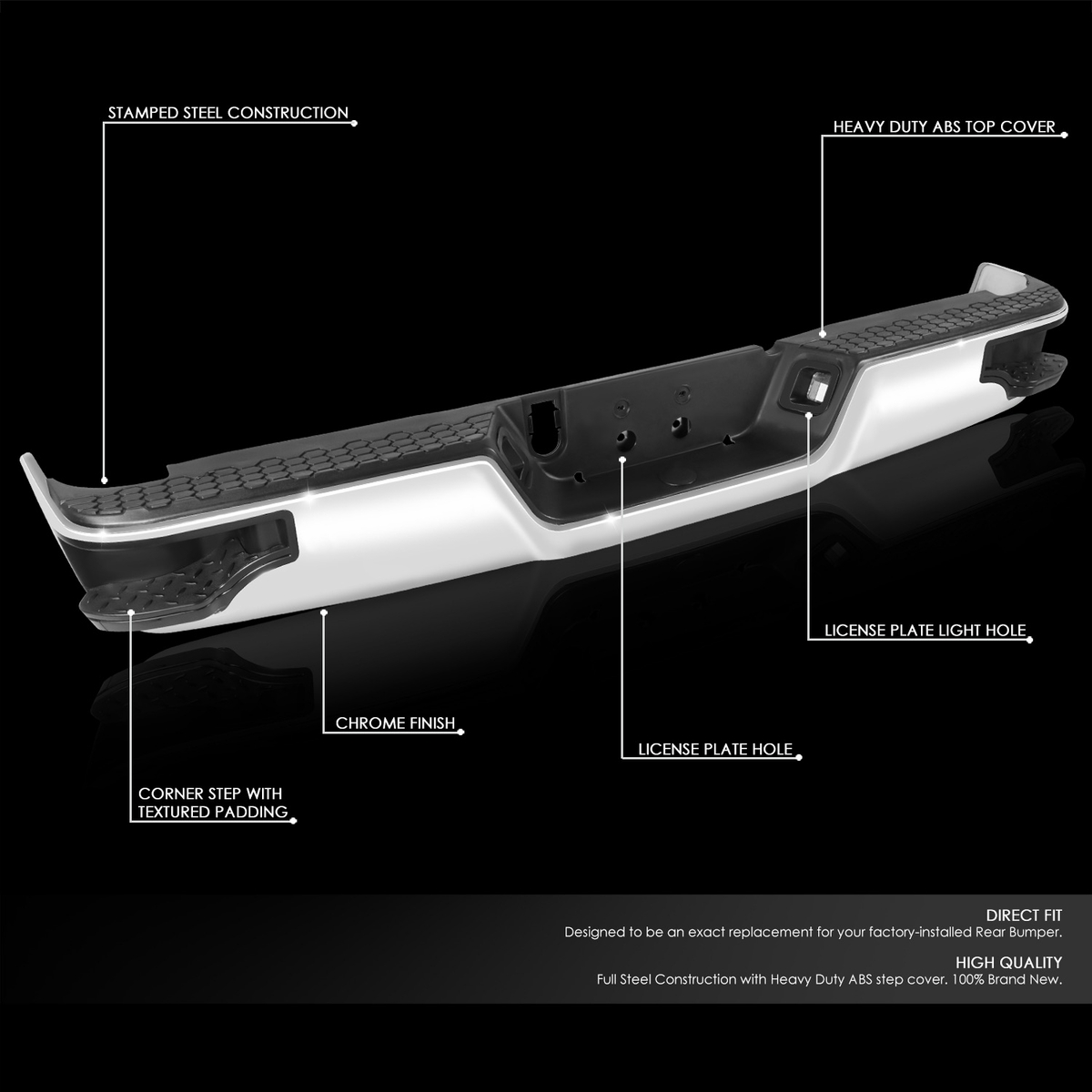 2009-2018 Dodge Ram 1500 Rear Step Bumper WITHOUT Parking Sensor Holes ...