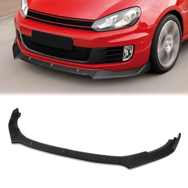 2010-2013 Volkswagen Golf MK6 GTI Front Bumper Lip 3-Pieces Matte Black