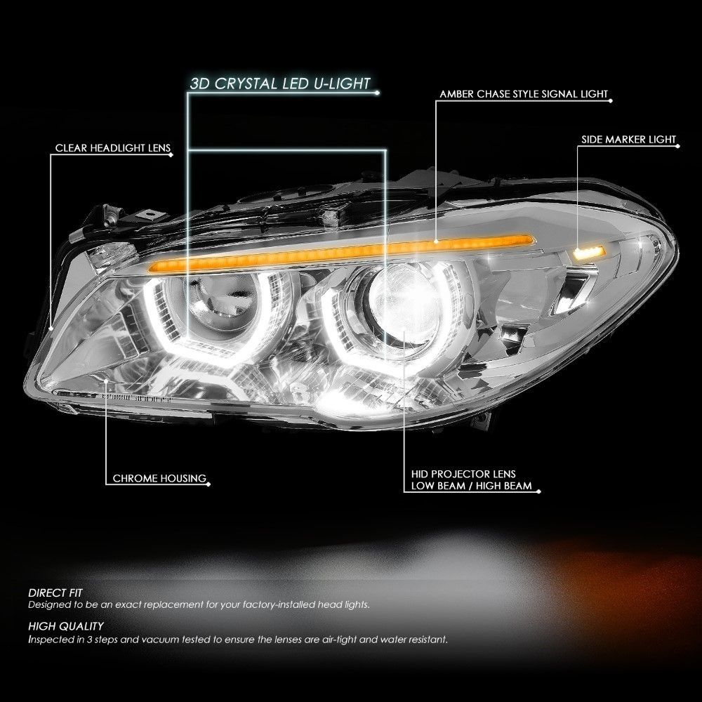 2011-2013 BMW 5-Series F10 LED DRL/ Sequential Signal HID Projector ...