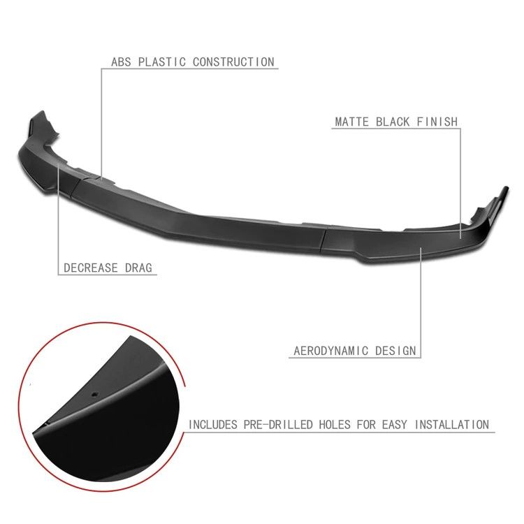 2011-2014 Dodge Charger Front Bumper Lip - 3 Pieces STP Style - Matte Black