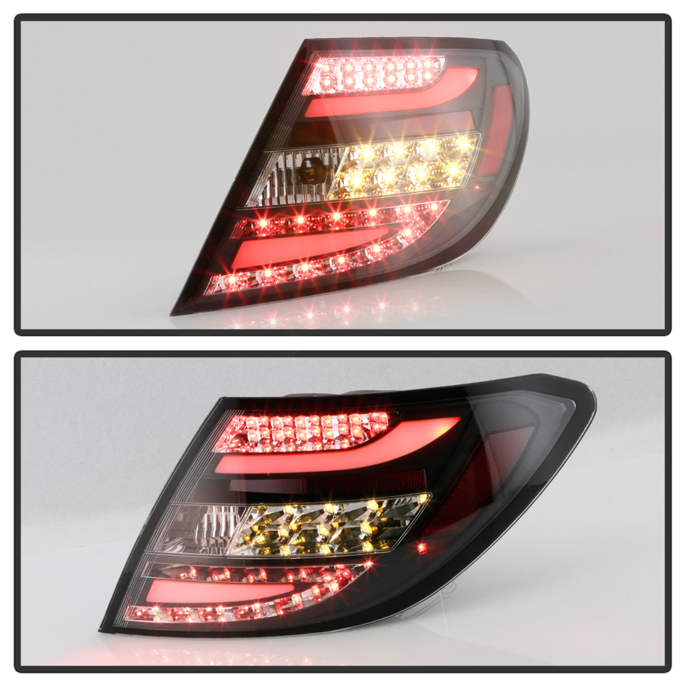 2011-2014 Mercedes Benz W204 C-Class Euro Style LED Tail Lights - Black
