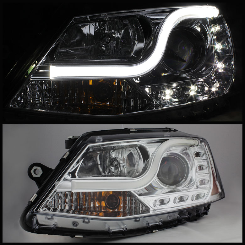 2011-2013 Volkswagen Jetta DRL LED Tube Projector Headlights - Black