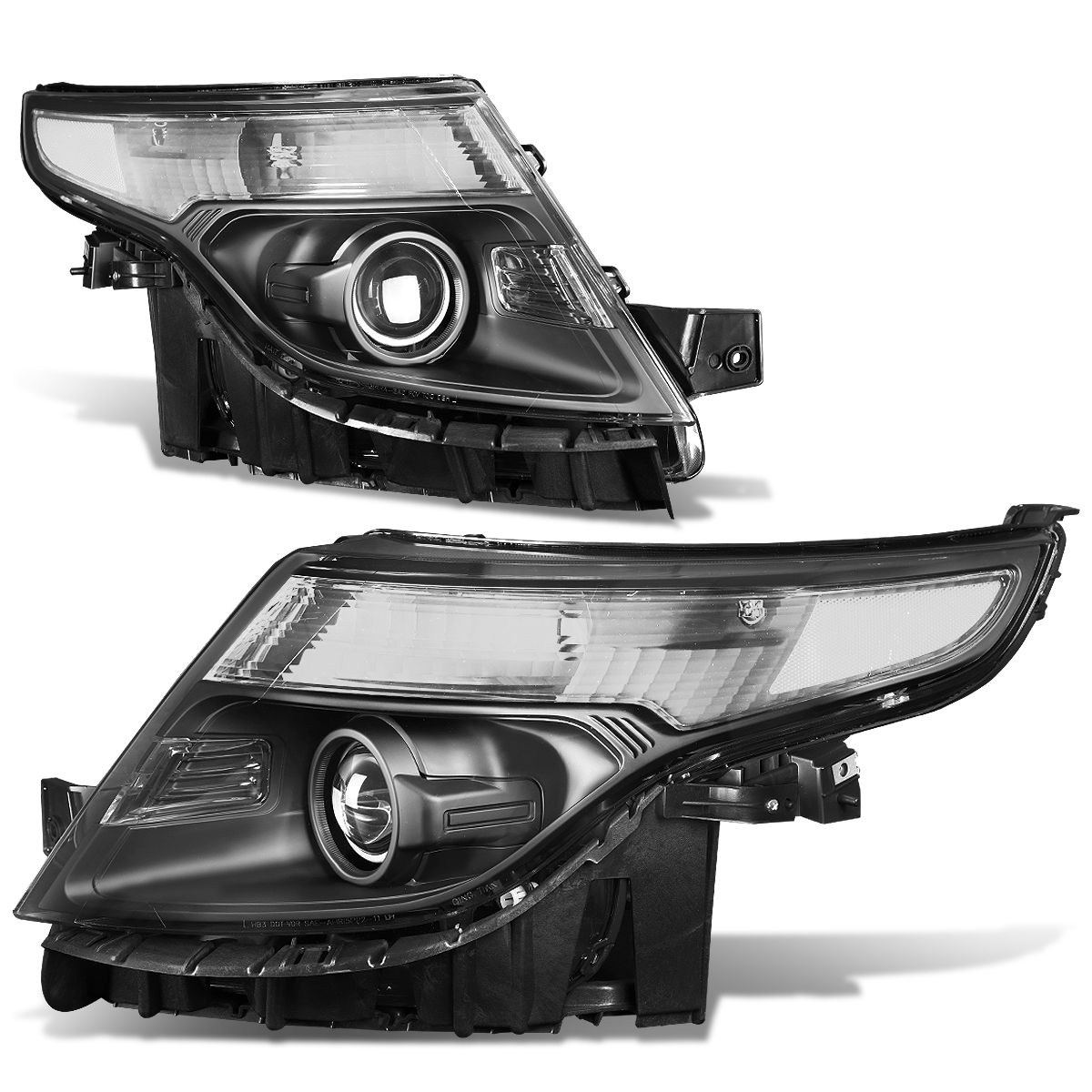 2011-2015 Ford Explorer Projector Headlights - Black Clear
