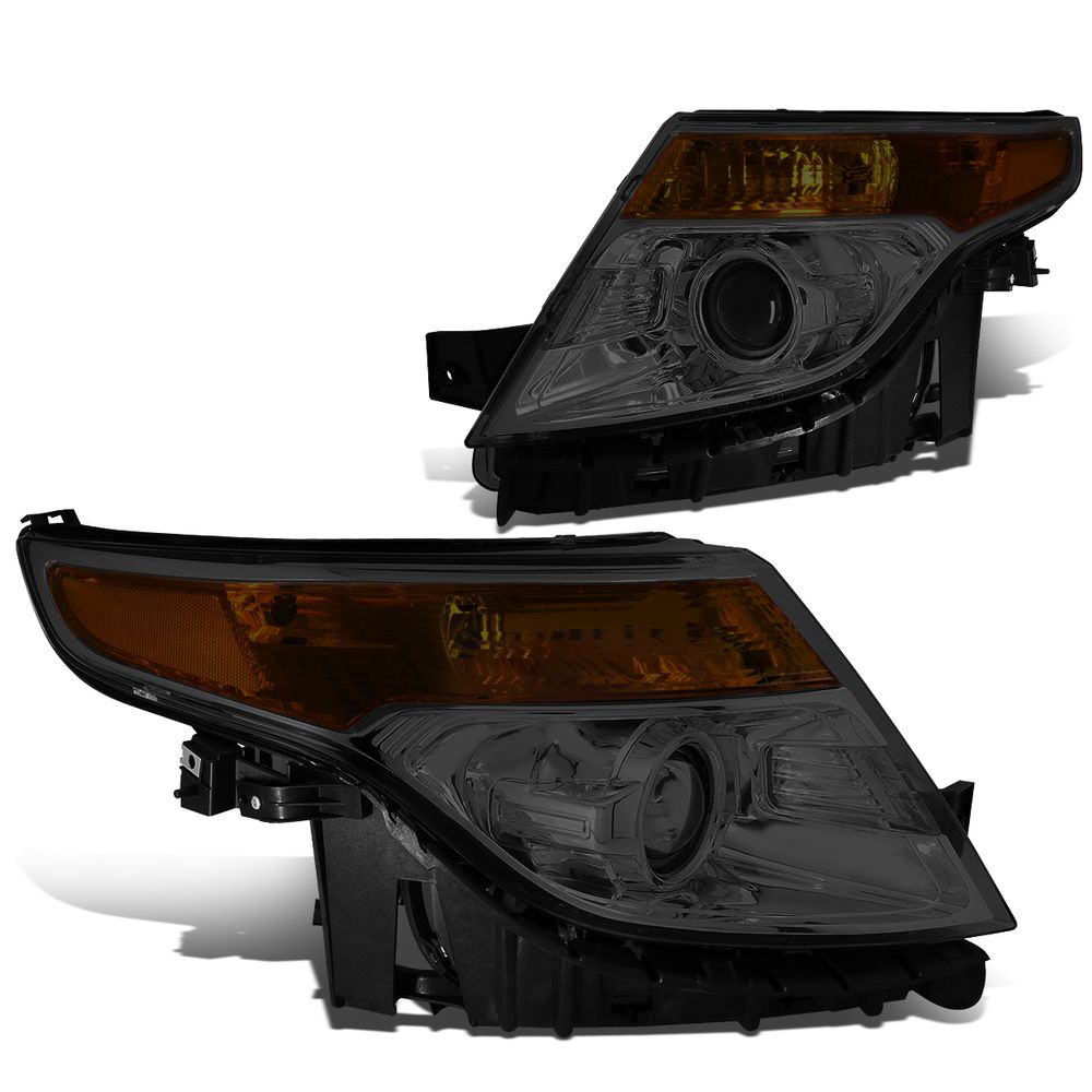 2011-2015 Ford Explorer Projector Headlights - Smoked Amber