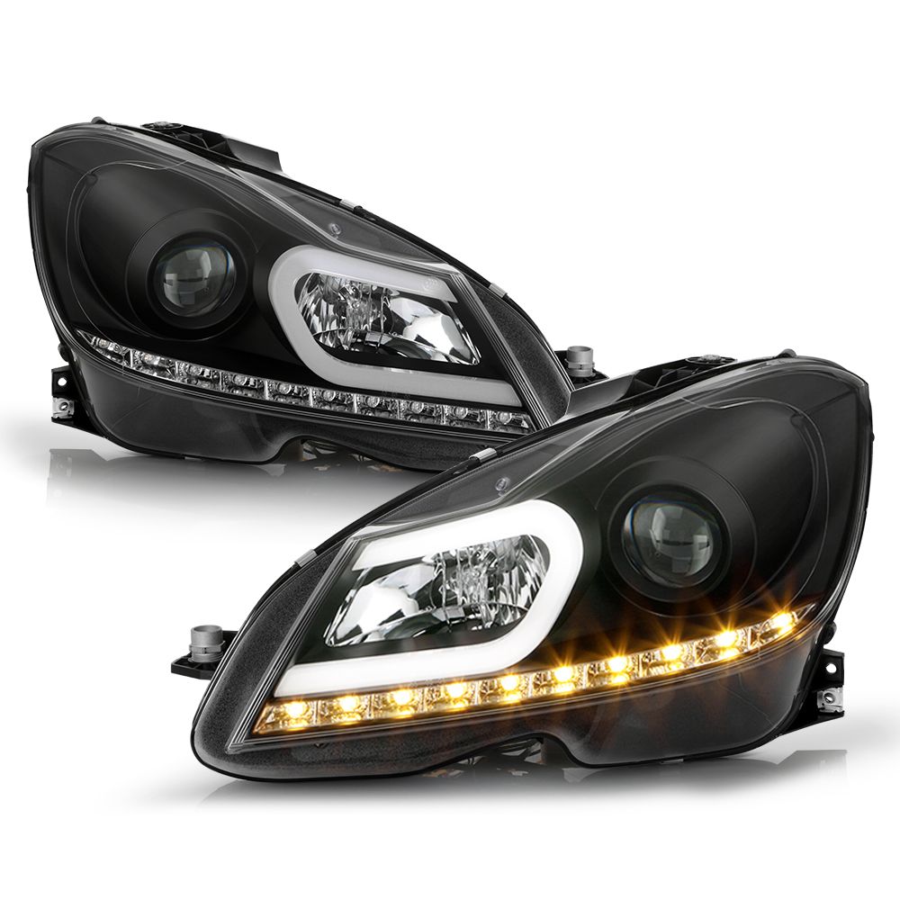 2012-2014 Mercedes Benz W204 C-Class LED DRL Tube Projector Headlights ...