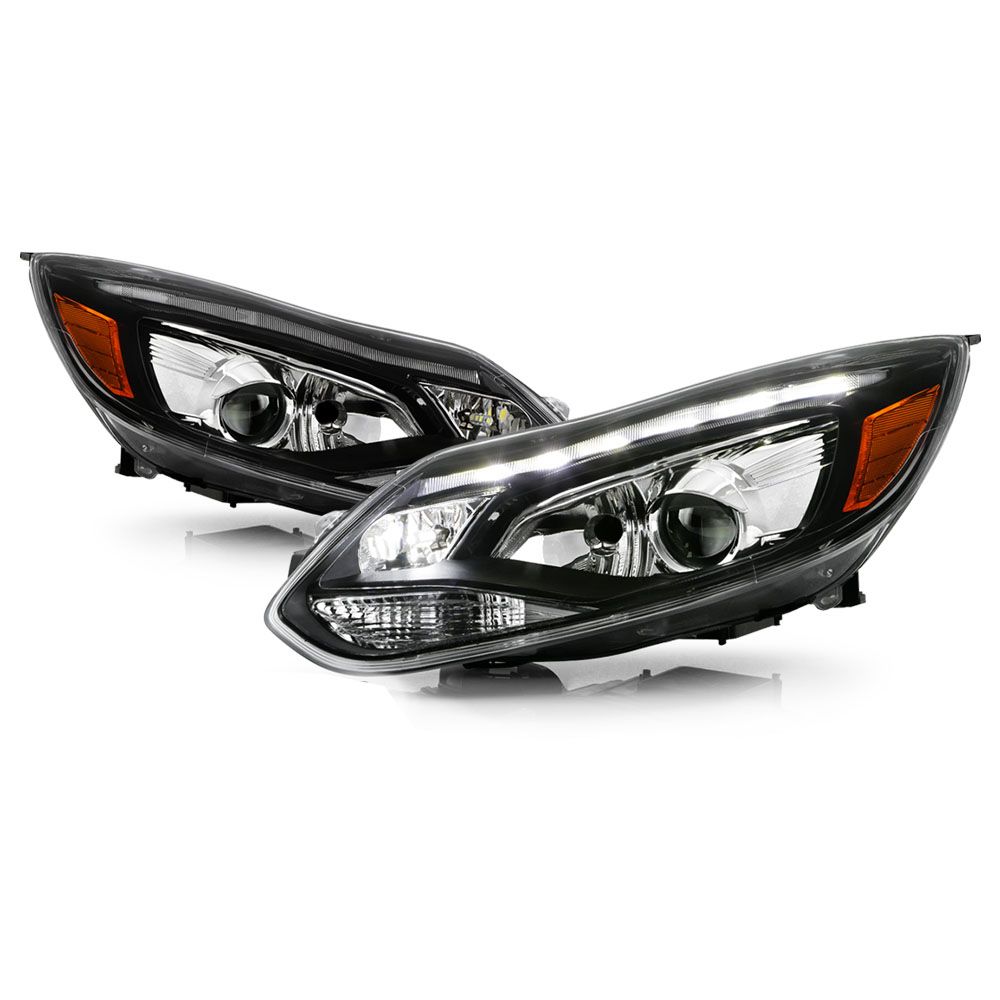 2012-2014 Ford Focus [Fit Halogen Model] LED DRL Projector Headlights ...
