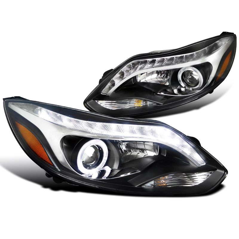 Spec-D - 2012-2014 Ford Focus LED Halo DRL Bar Projector Headlights ...