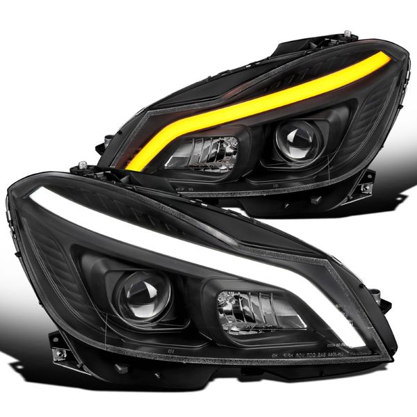 2012-2014 Mercedes-Benz W204 C250 C300 Projector Headlights w/ LED DRL ...