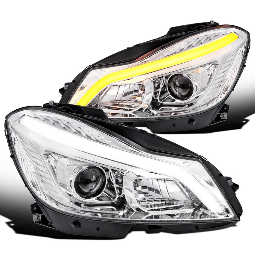 2012-2014 Mercedes-Benz W204 C250 C300 Projector Headlights w/ LED DRL ...