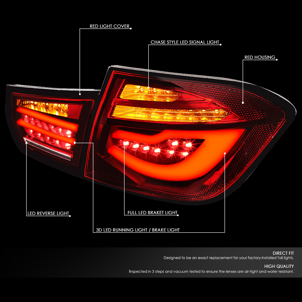 DNA TL-LED-3D-F3015-RD-CL 2012-2015 BMW 320i 325i 328i Sedan LED Bar ...