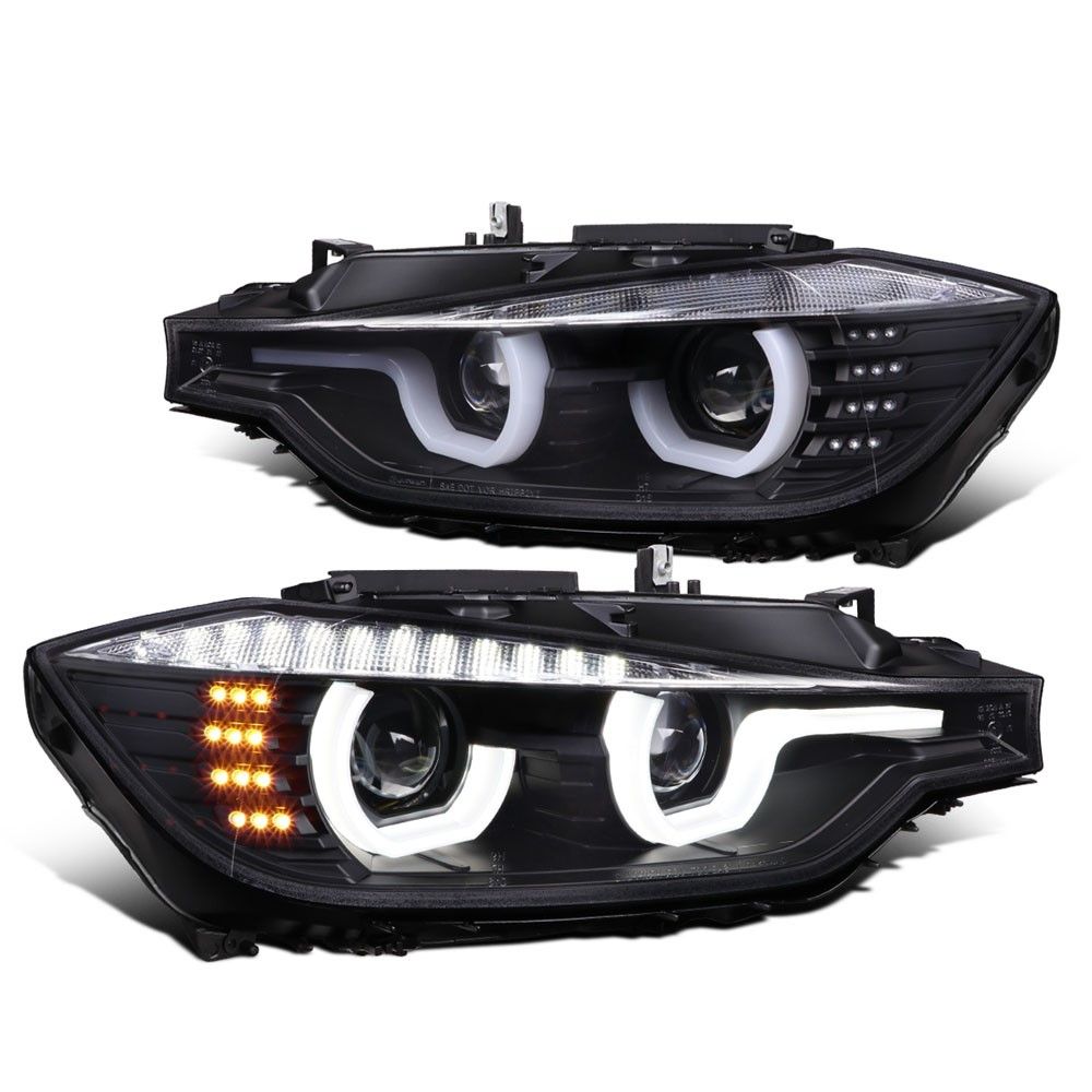 2012-2015 BMW F30 LED Halo HID Projector Headlights - Black