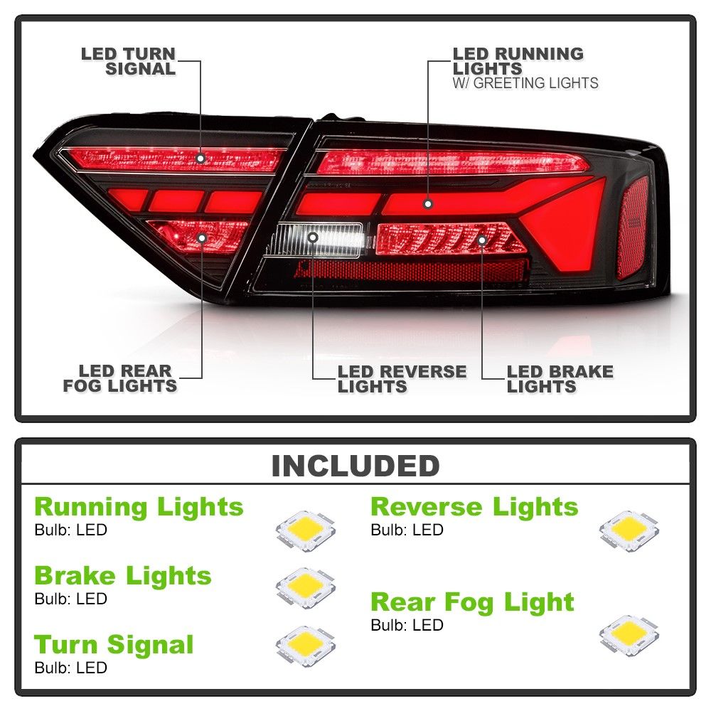 2012-2016 Audi A5 Sequential Full LED Tail Lights w/Greeting Animation ...