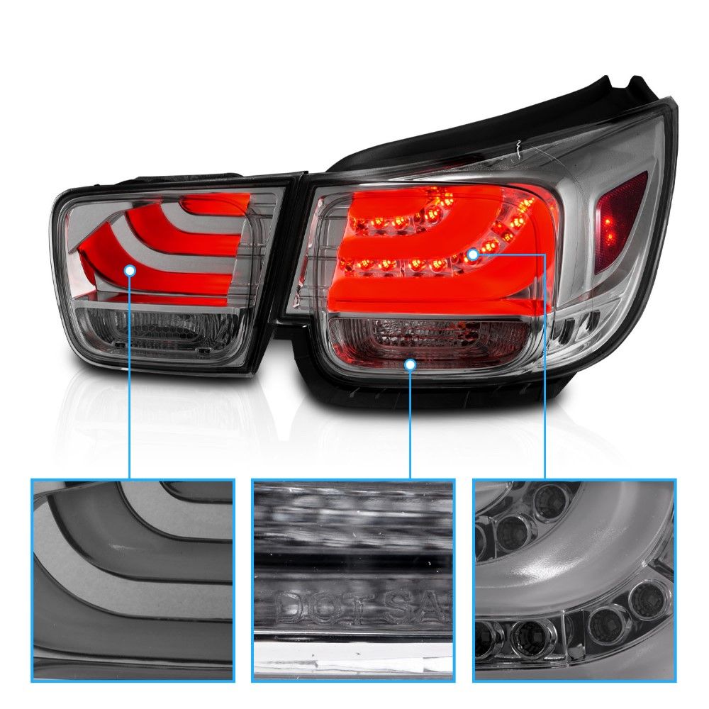 2013-2015 Chevrolet Malibu LED Bar Style Smoked Chrome Tail Light Set