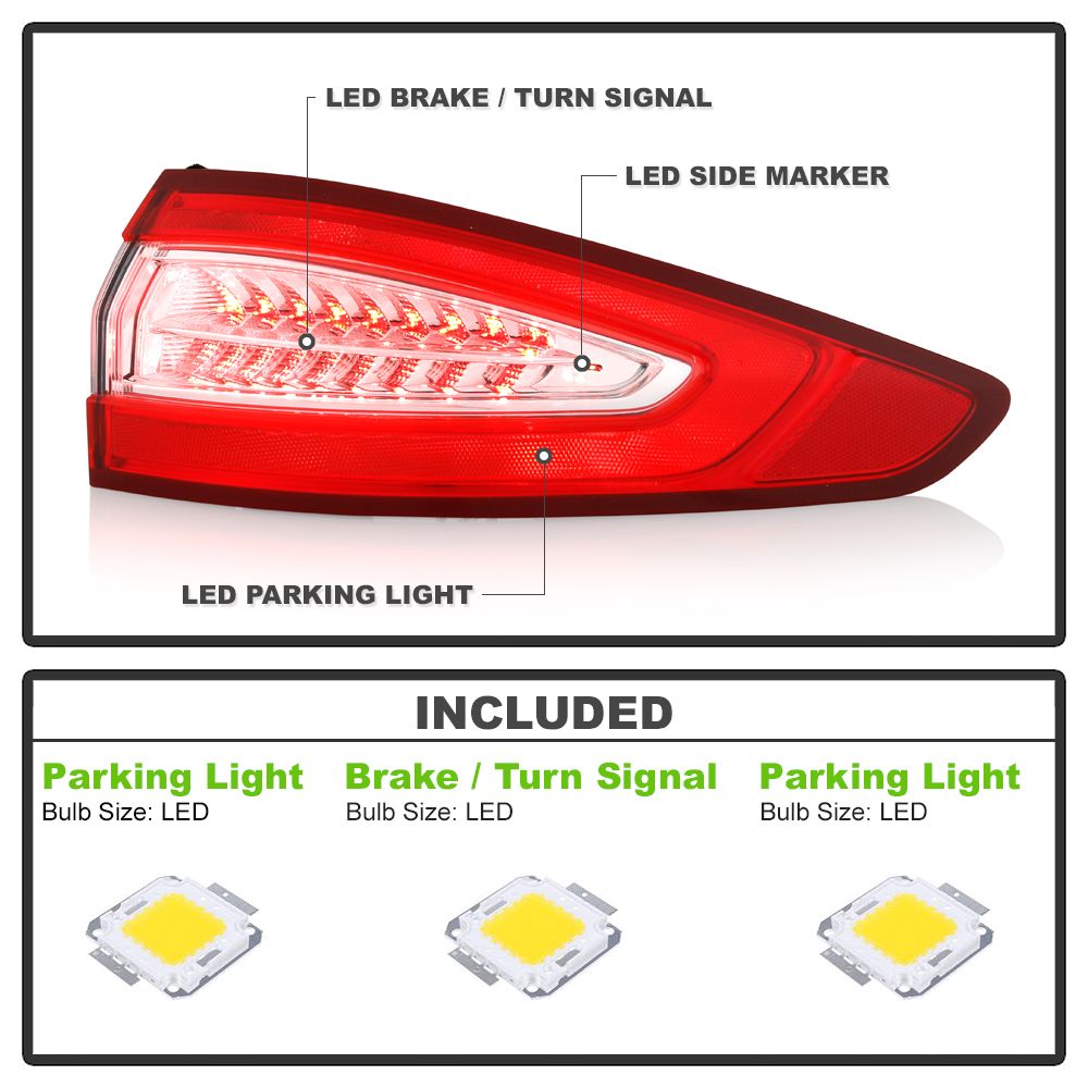 2013-2016 Ford Fusion Energi / Titanium Trim Factory-Style LED Tail ...