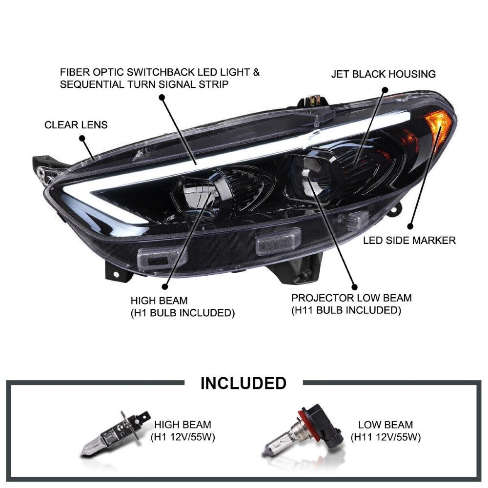 2013-2016 Ford Fusion LED Tube Running Light / Switchback Turn Signal ...