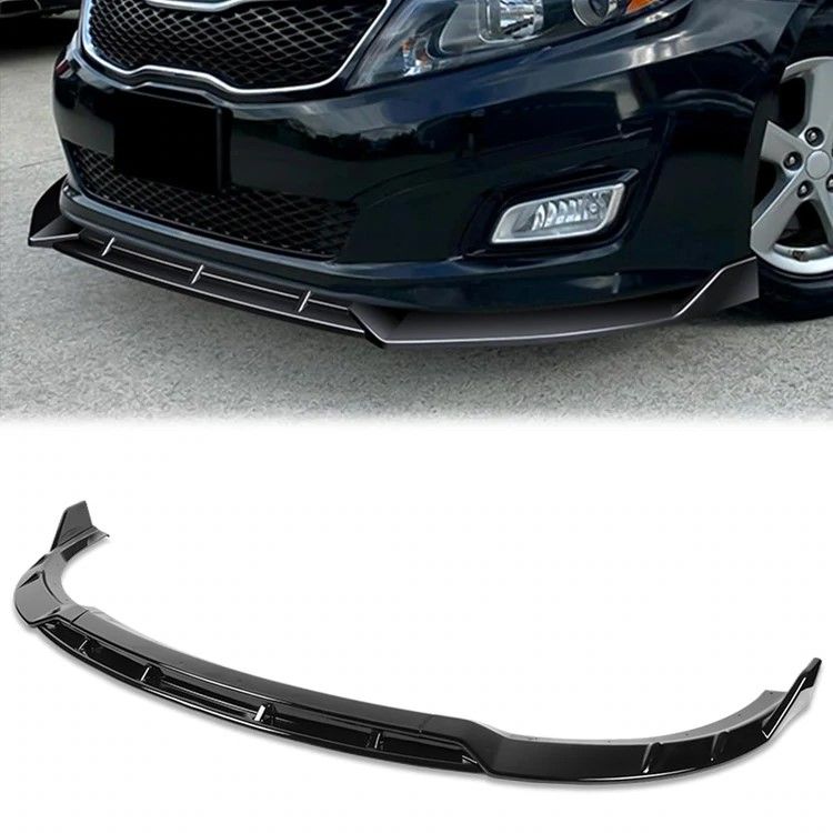 2014-2015 Kia Optima Front Bumper Lip - 3 Pieces STP Style - Gloss Black