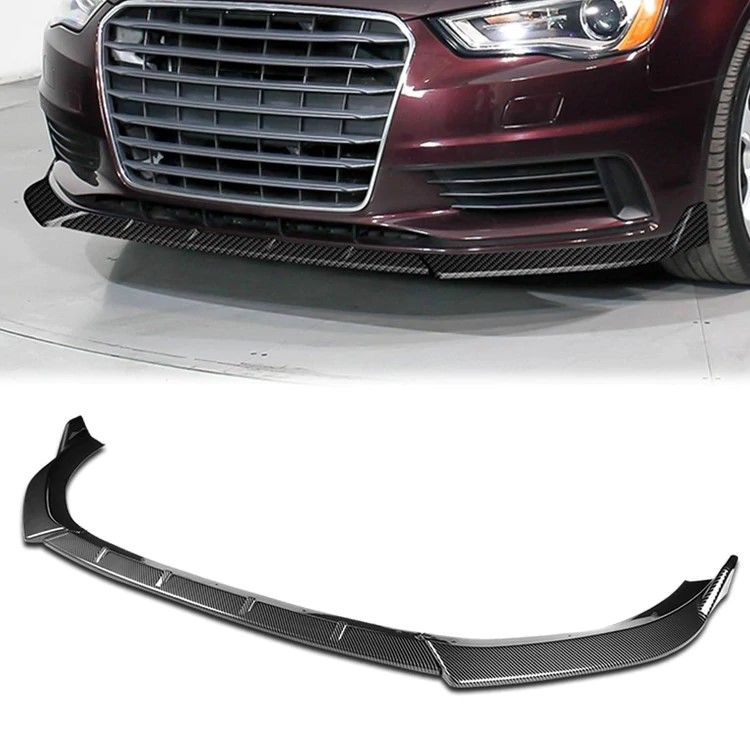 2014-2016 Audi A3 Front Bumper Lip - 3 Pieces STP Style - CF Look
