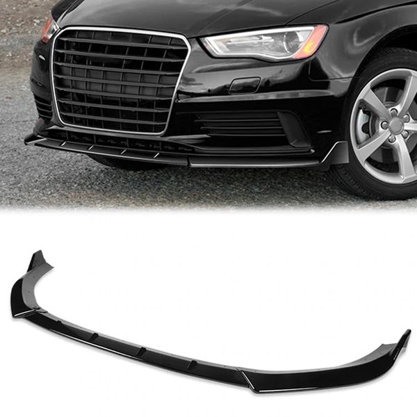 2014-2016 Audi A3 Front Bumper Lip - 3 Pieces STP Style - Gloss Black