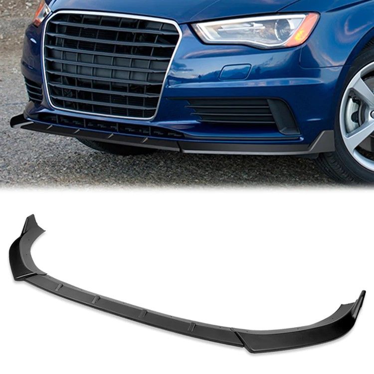 2014-2016 Audi A3 Front Bumper Lip - 3 Pieces STP Style - Matte Black