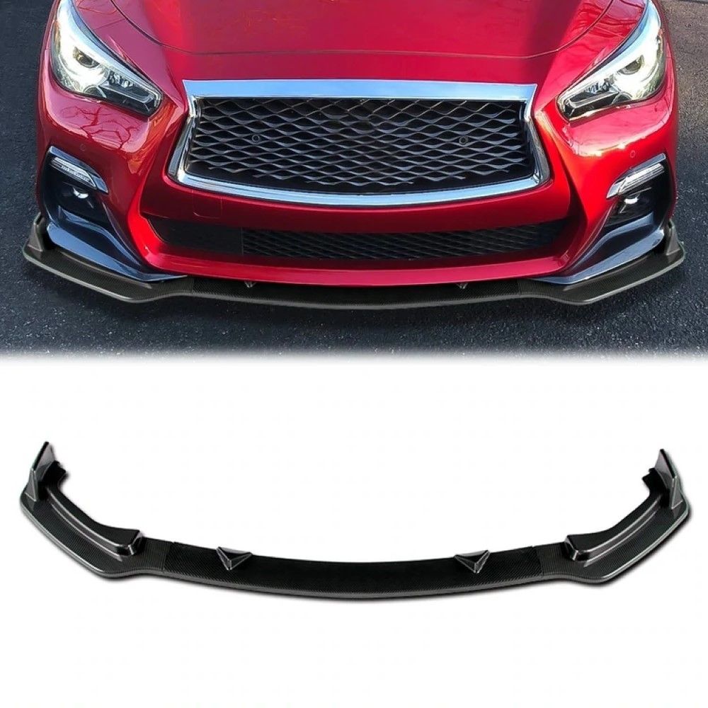 2014-2017 Infiniti Q50 Front Bumper Lip - 3 Pieces Design - CF Look