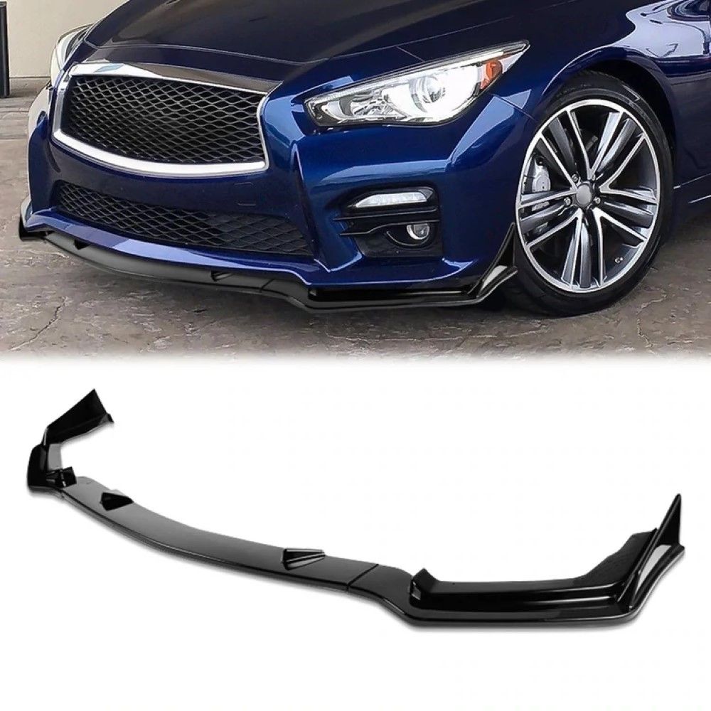 2014-2017 Infiniti Q50 Sport Front Bumper Lip - 3 Pieces Design - Gloss ...