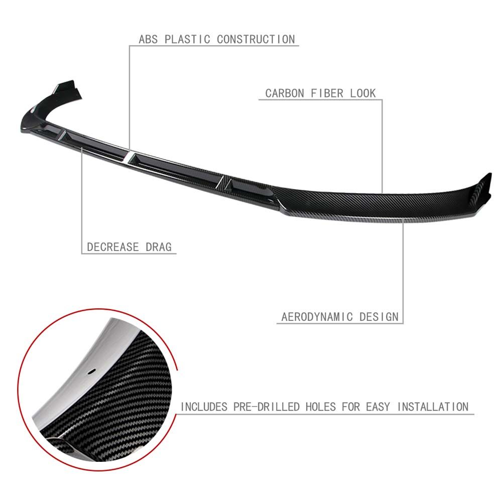 2014-2017 Volkswagen Golf Front Bumper Lip - 3 Pieces Design - CF Look
