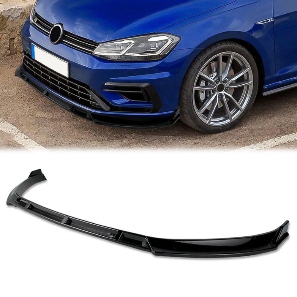 2014-2017 Volkswagen Golf Front Bumper Lip - 3 Pieces Design - Gloss Black