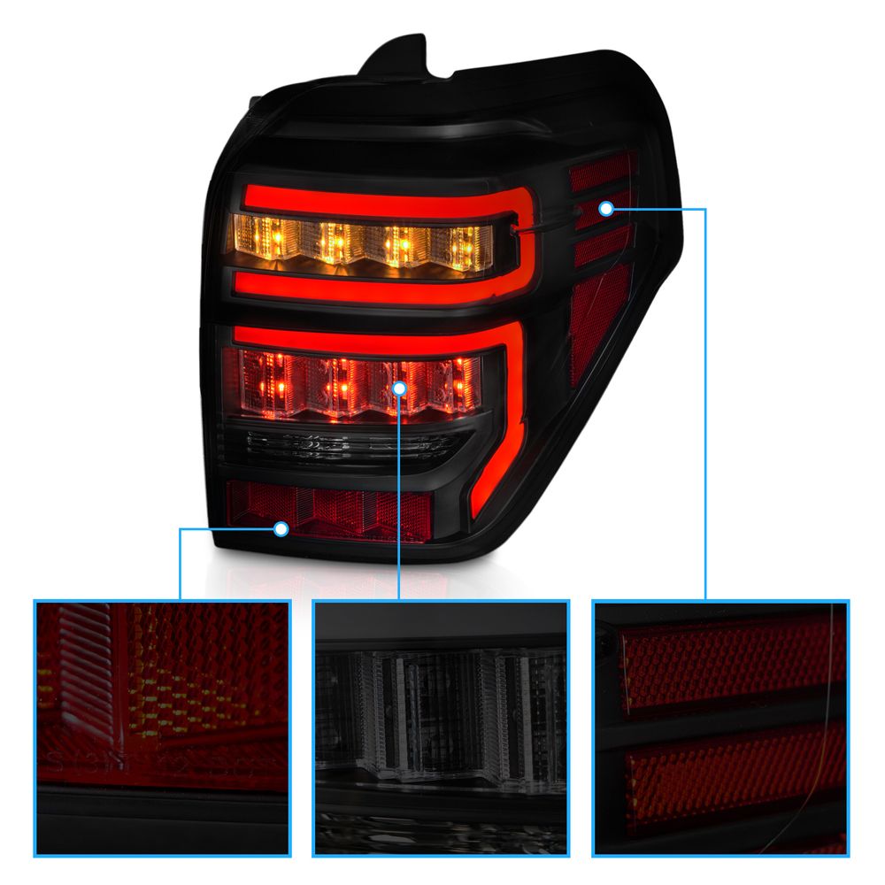 2014-2022 Toyota 4Runner Optic-Style LED Tail Lights - Black / Smoked ...