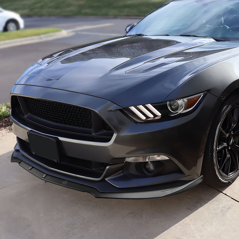 2015-2017 Ford Mustang Front Bumper Lip - 3 Pieces Design - Matte Black
