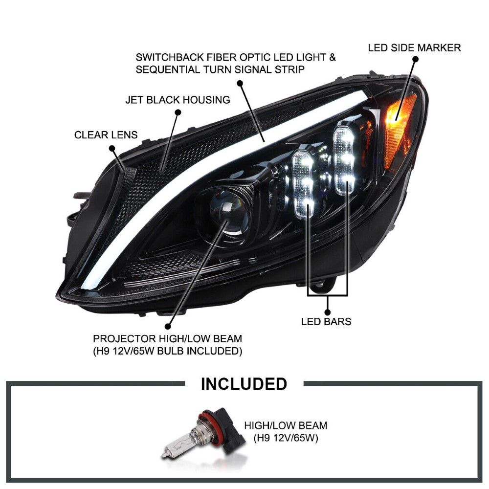 2015-2018 Mercedes Benz W205 C180 LED DRL + Switchback LED Signal ...