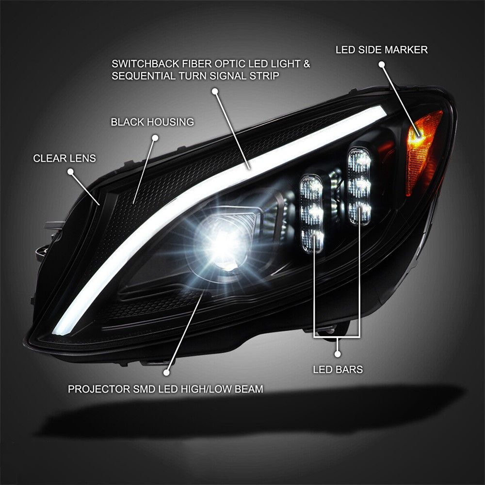2015-2018 Mercedes Benz W205 C180 LED DRL + Switchback Signal LED Low ...