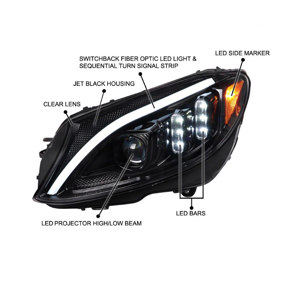 2015-2018 Mercedes Benz W205 C180 LED DRL + Switchback Signal LED Low ...