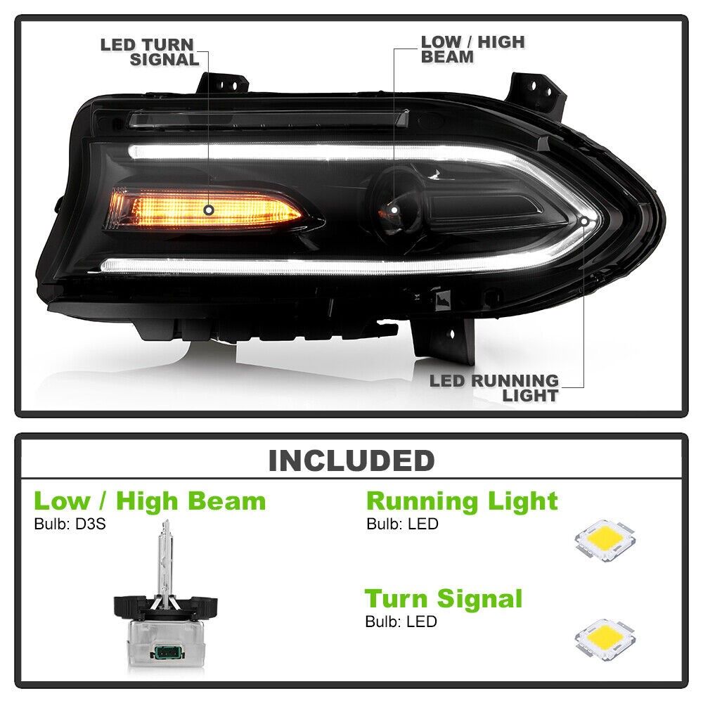 2015-2021 Dodge Charger HID/Xenon Projector Headlight w/ Replacement ...